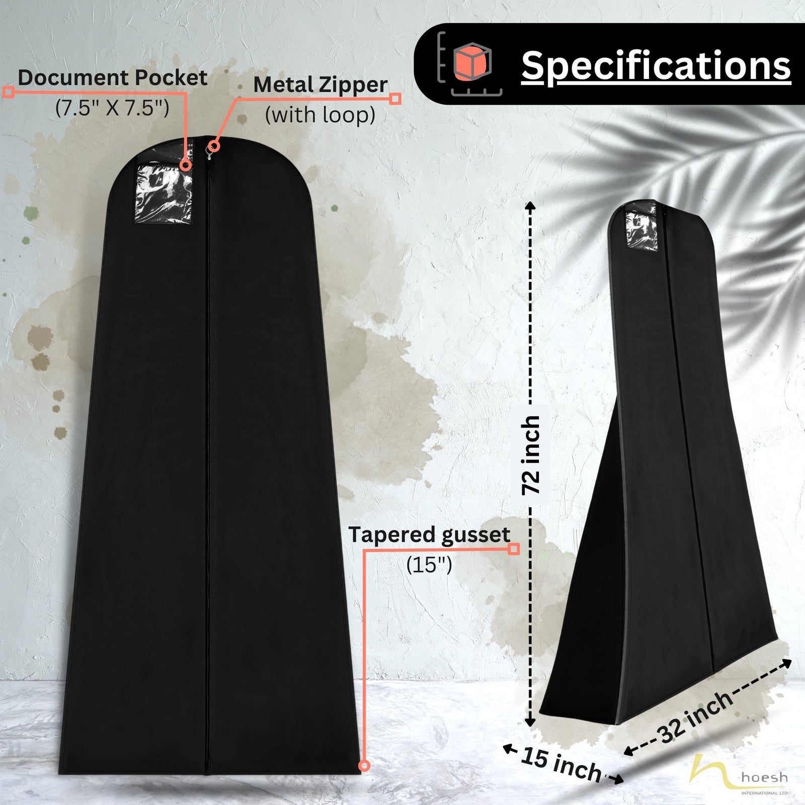 15″ Tapered Gusset Bridal Wedding Gown Dress Covers