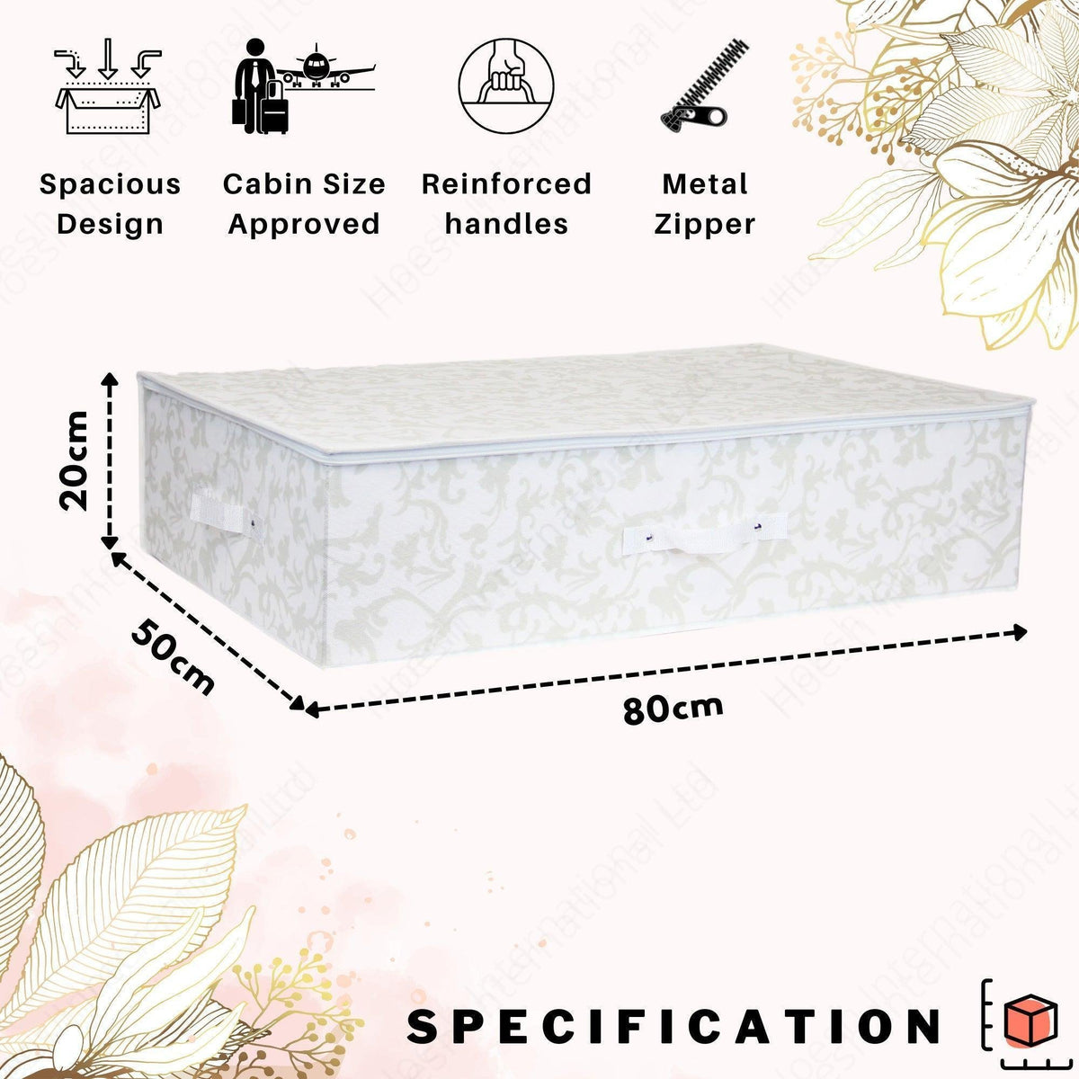 White Floral Wedding Dress Travel Storage Box